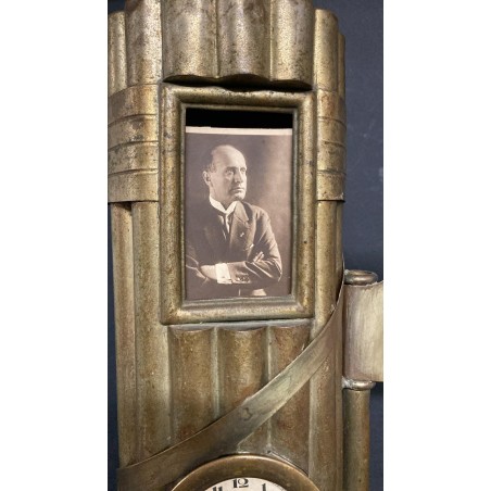 Raro ! Orologio a forma di Fascio Littorio con foto del Duce Benito ...